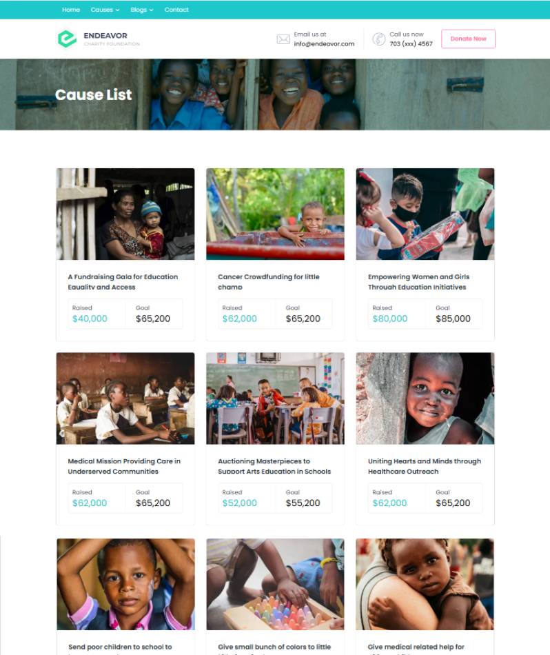 Endeavor Framer Charity Website Template