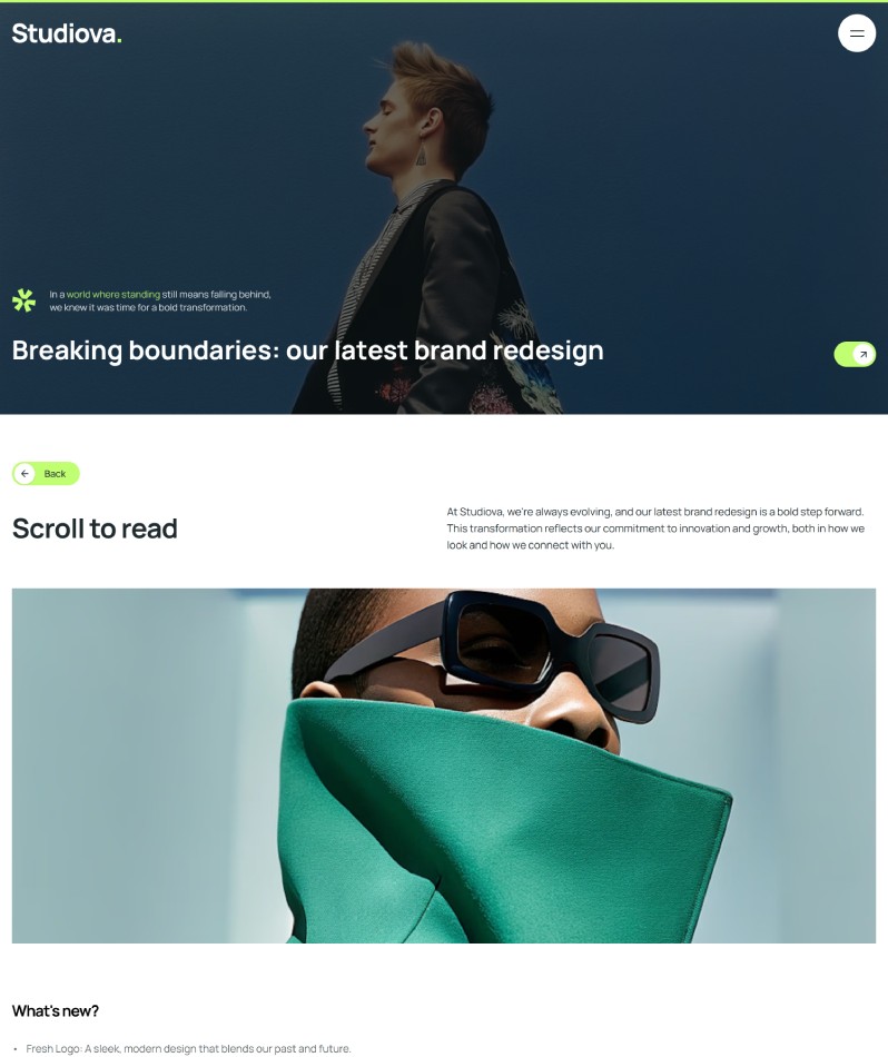 Studiova Creative Agency Framer Template - WrapPixel