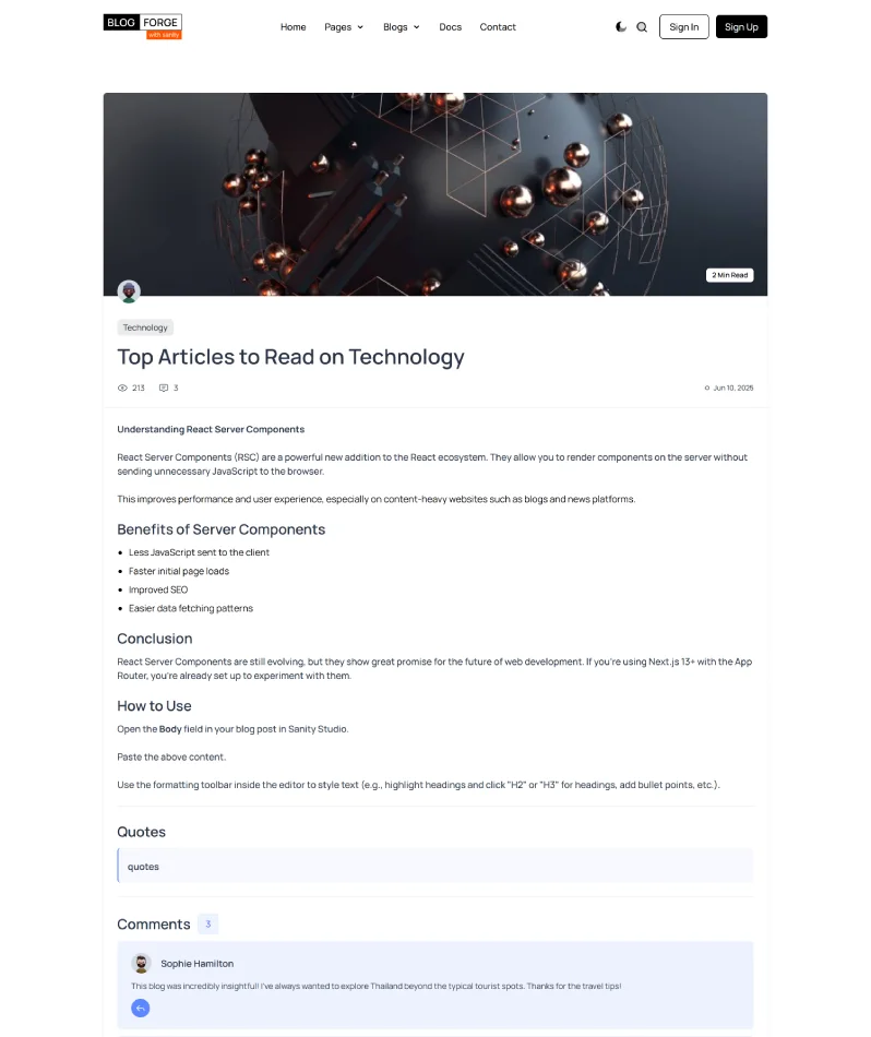BlogForge - Sanity Blog Template with Next.Js