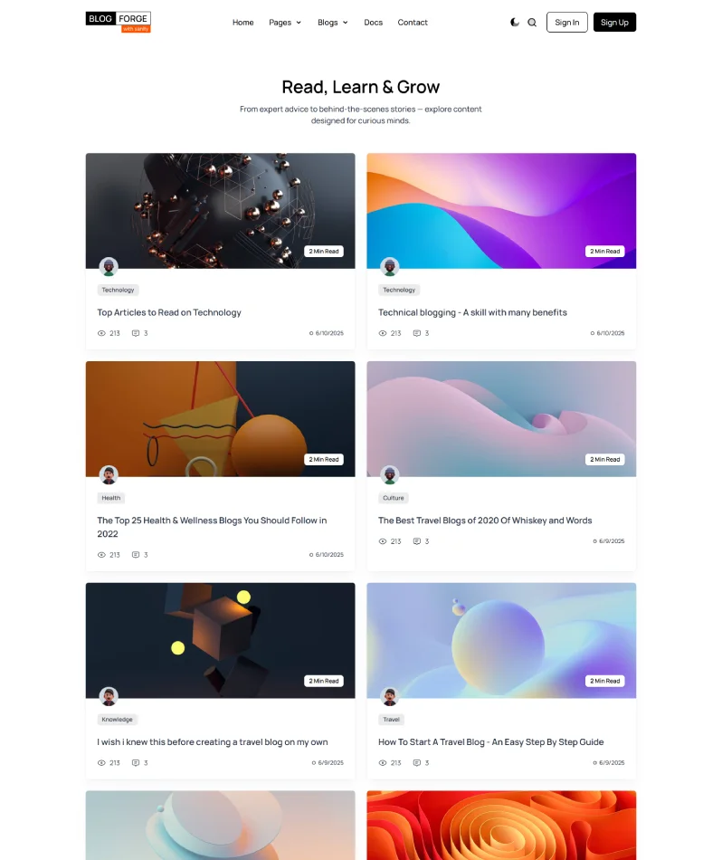 BlogForge - Sanity Blog Template with Next.Js