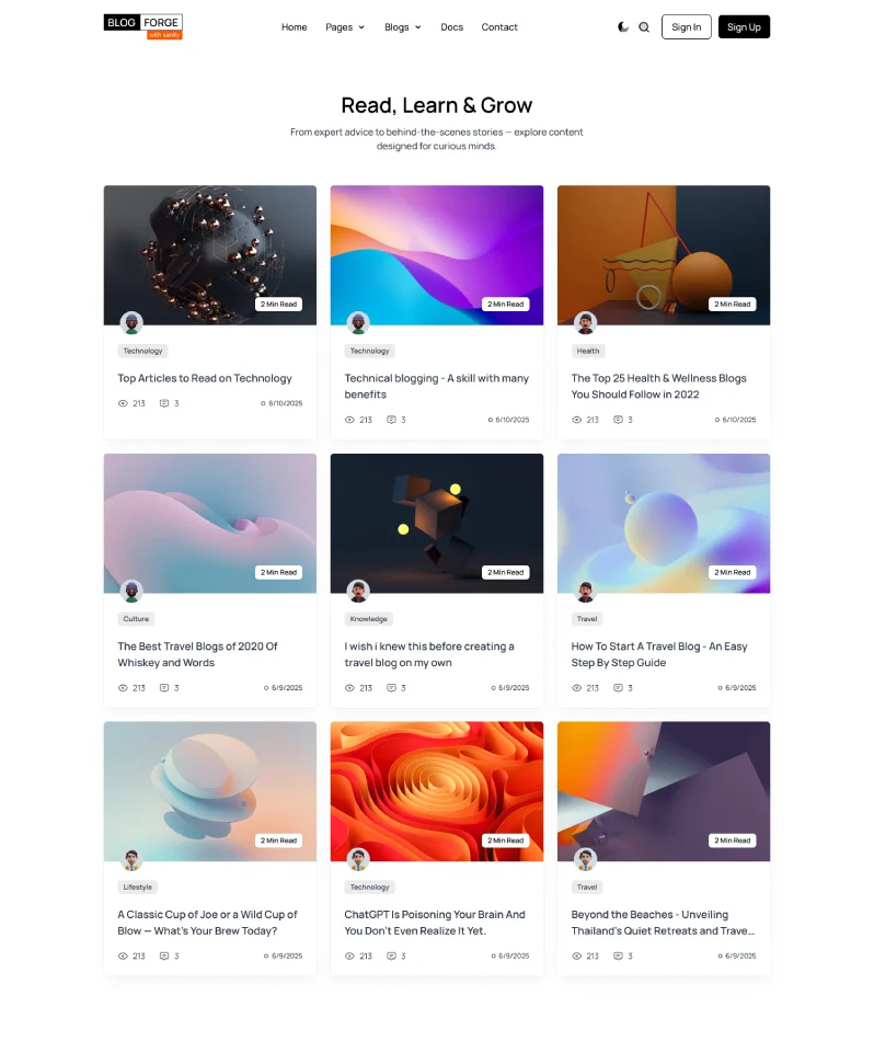 BlogForge - Sanity Blog Template with Next.Js
