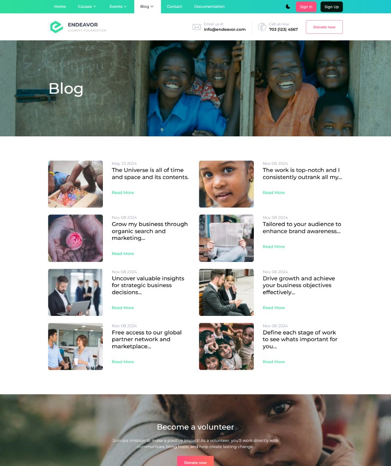 Endeavor Next.js Template for Charity & Nonprofit (NGO)