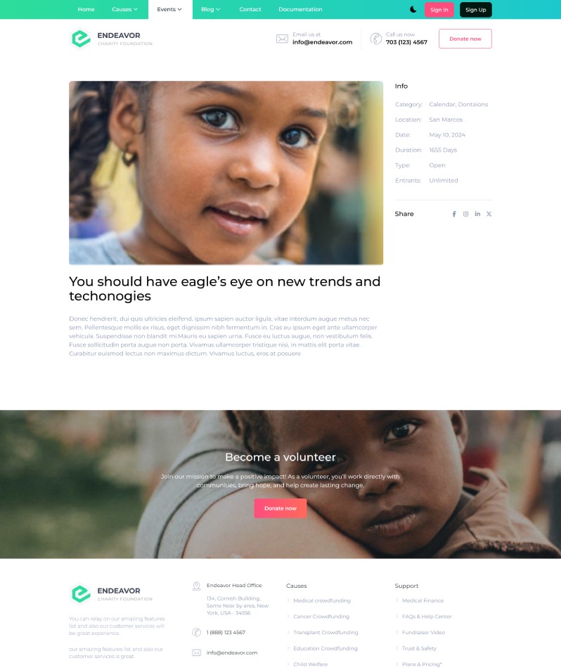 Endeavor Next.js Template for Charity & Nonprofit (NGO)
