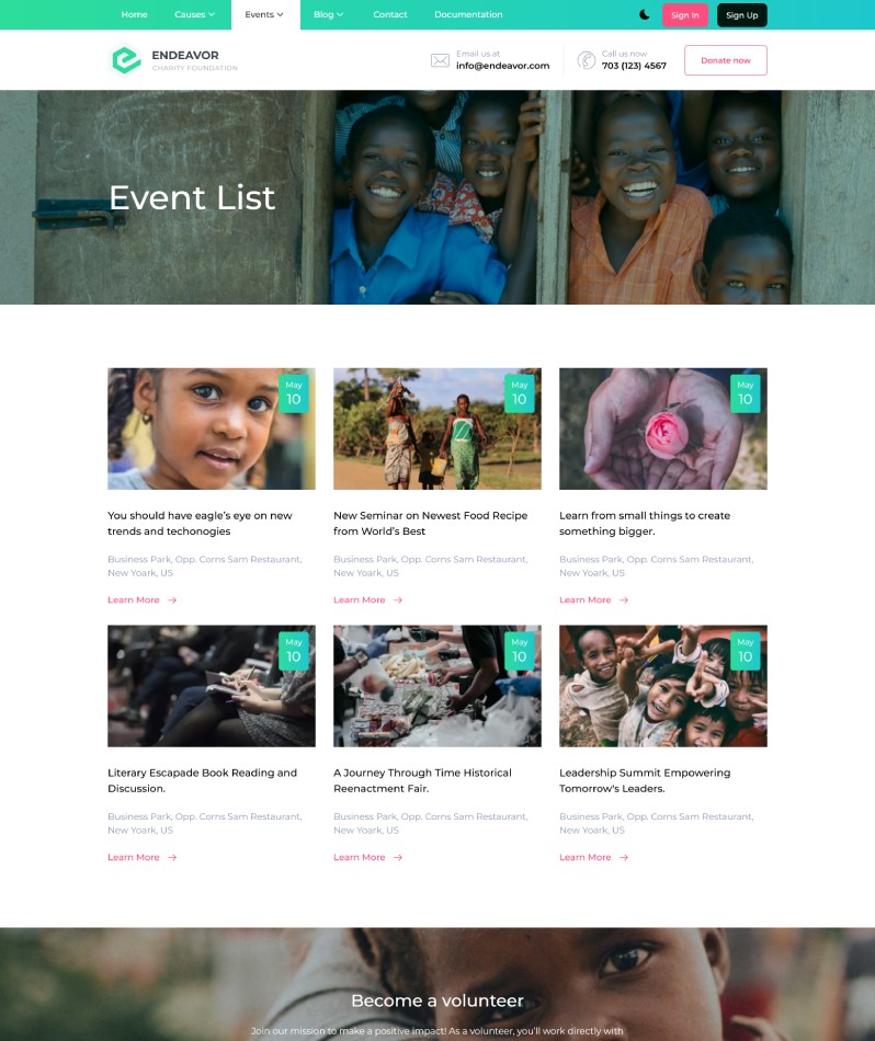 Endeavor Next.js Template for Charity & Nonprofit (NGO)