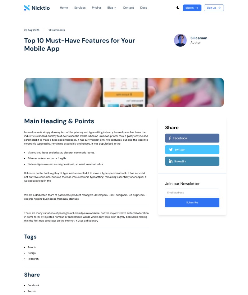 Nictio - Next.js SaaS App & Software Template by WrapPixel