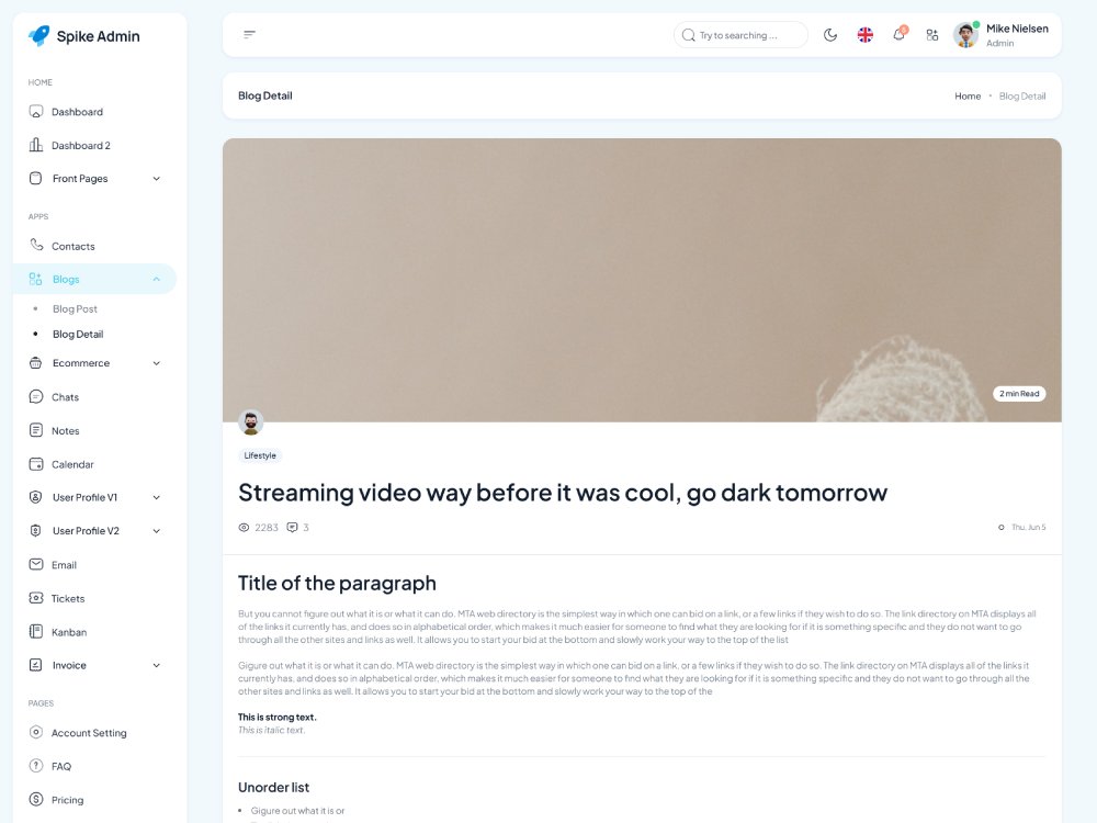 Spike React Tailwind Admin Template - WrapPixel