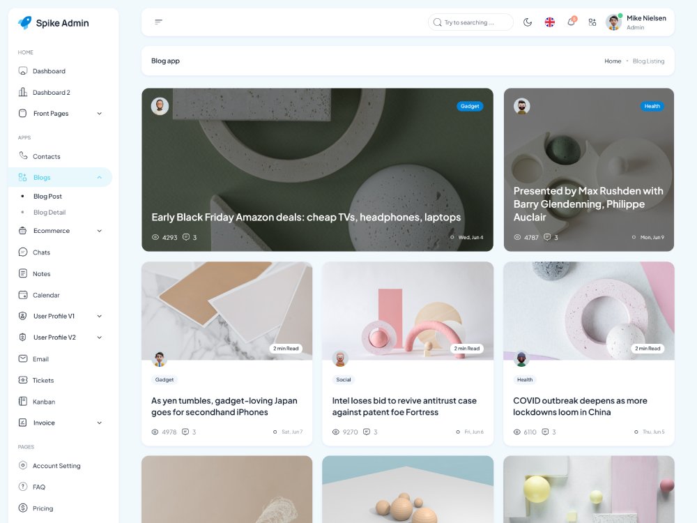 Spike React Tailwind Admin Template - WrapPixel