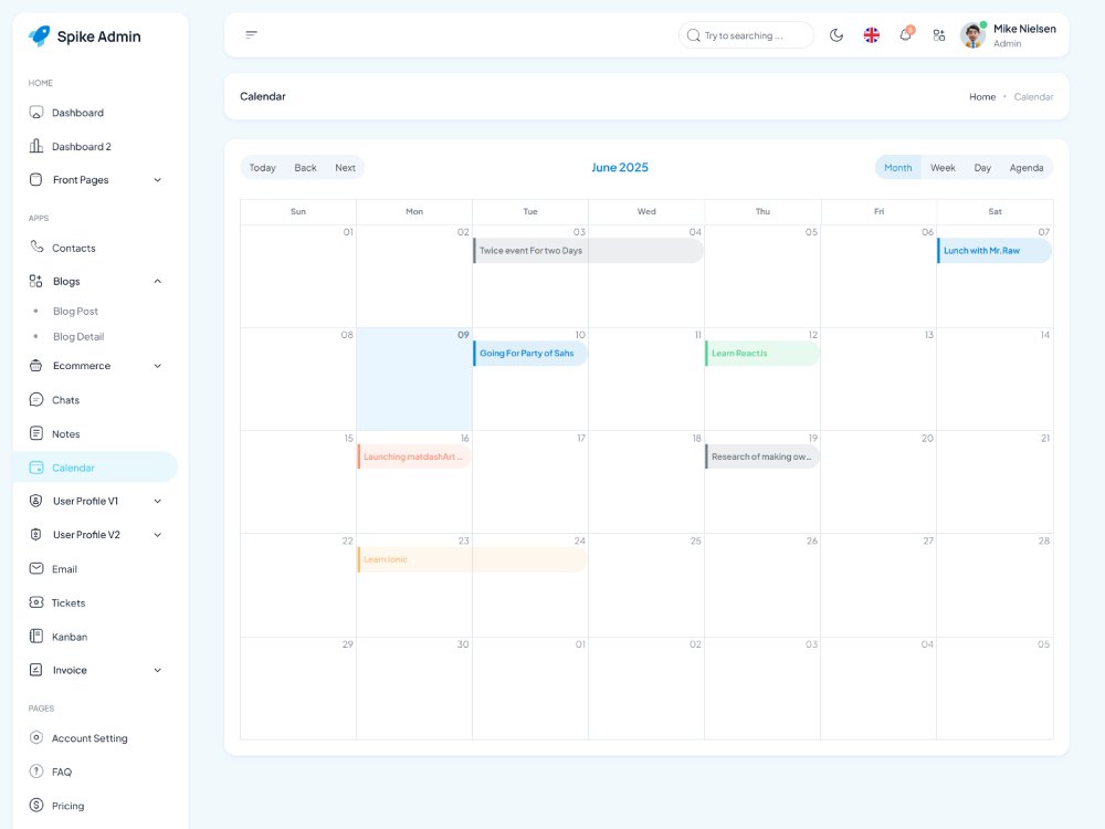Spike React Tailwind Admin Template - WrapPixel