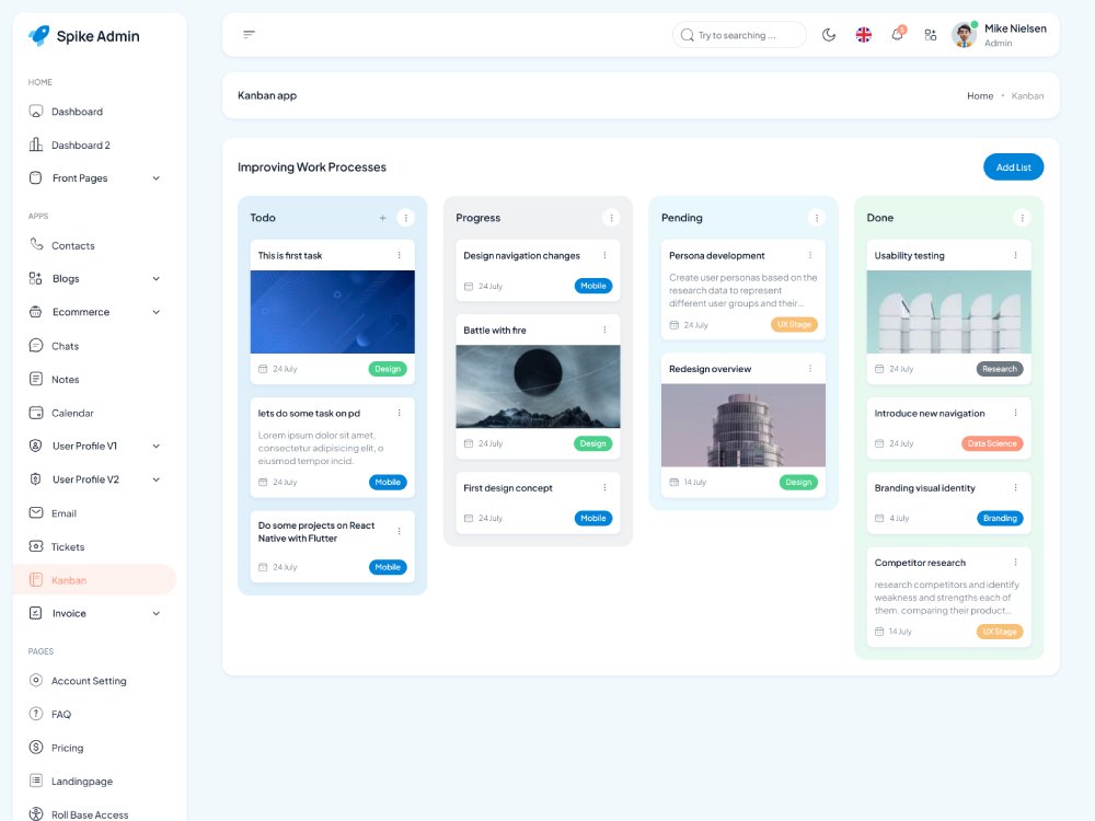Spike React Tailwind Admin Template - WrapPixel